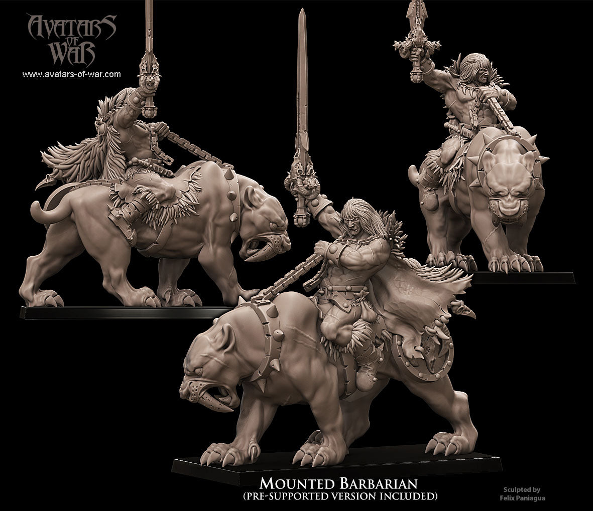 Barbarian mounted on Sabertooth - Avatars of War – HammerLine
