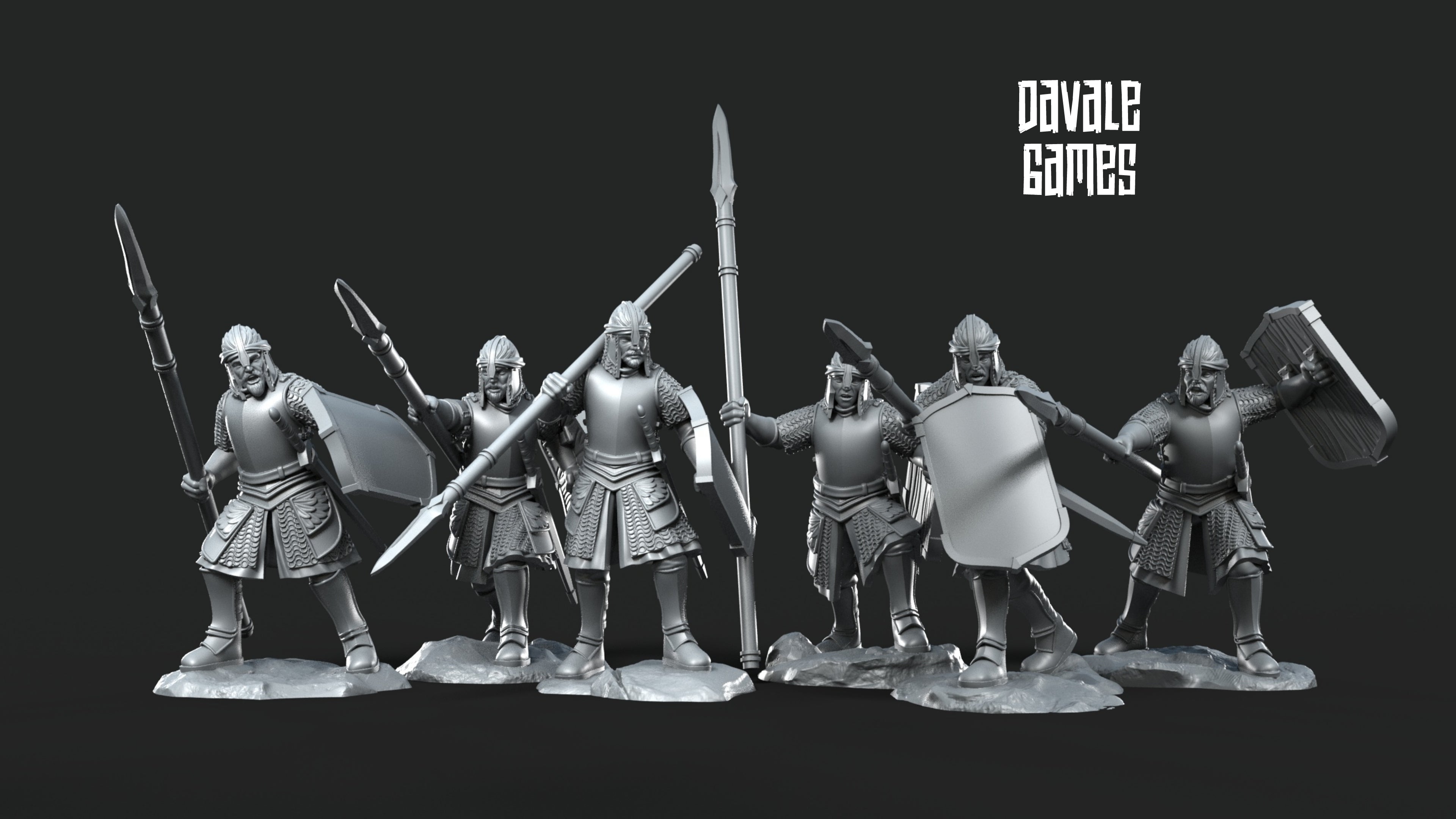 6x North Warriors with Spear and Shield - Davale Games – HammerLine