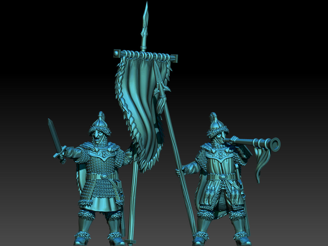 Dwarf-Friends Banner Bearer and Trumpeter - KzK Minis – HammerLine