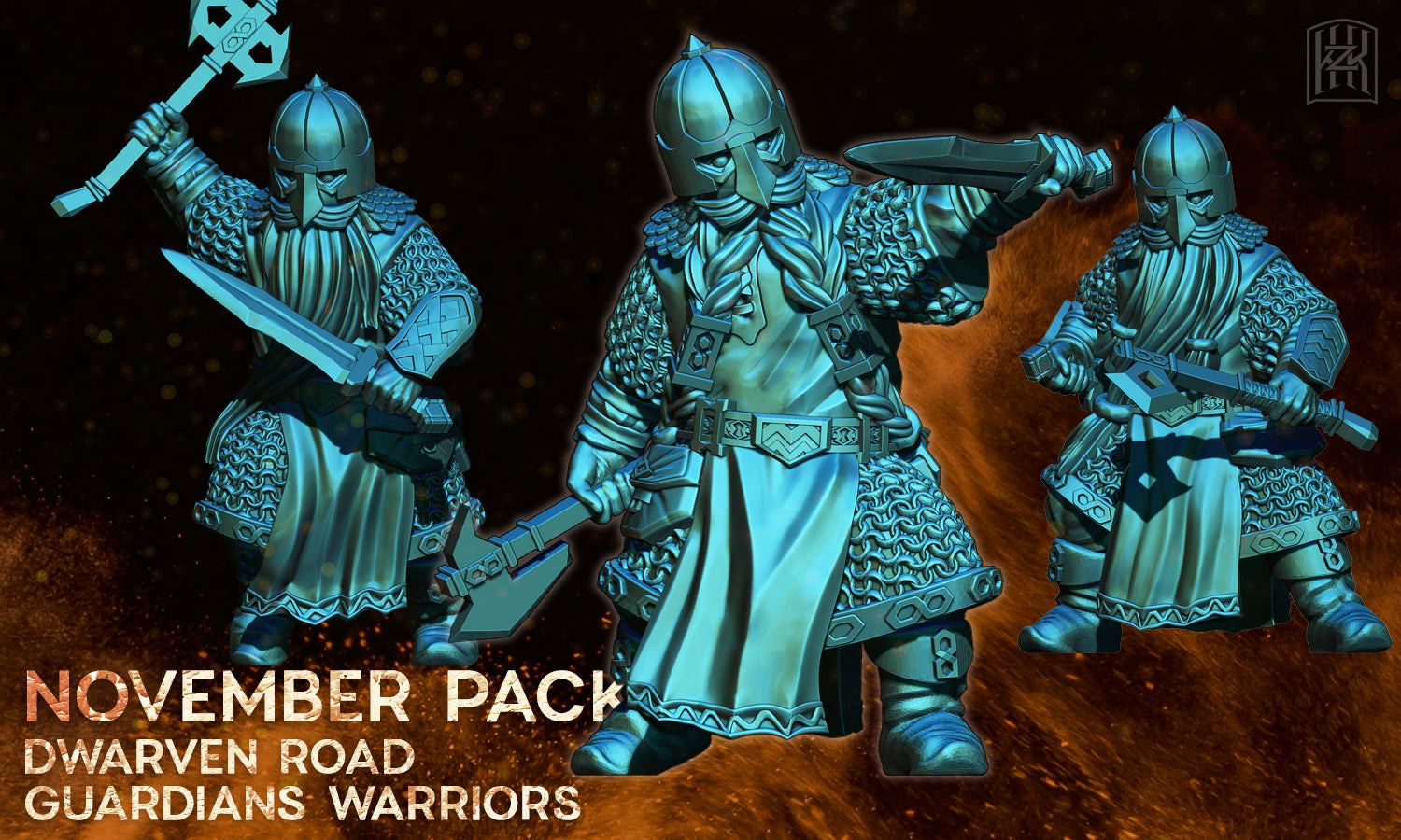 Dwarven Road Guardians with Axes - KzK Minis – HammerLine